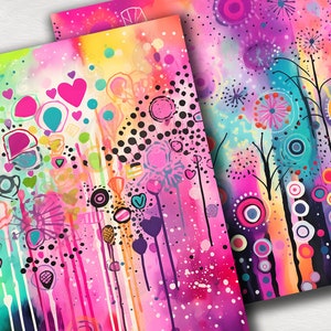 Abstract Whimsical Digital Paper Pack | Mixed Media Art | Collage ...