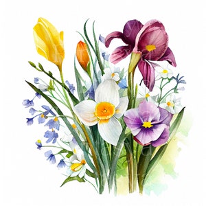Spring Flowers Images | Watercolor Clipart Pack | Scrapbook Images ...