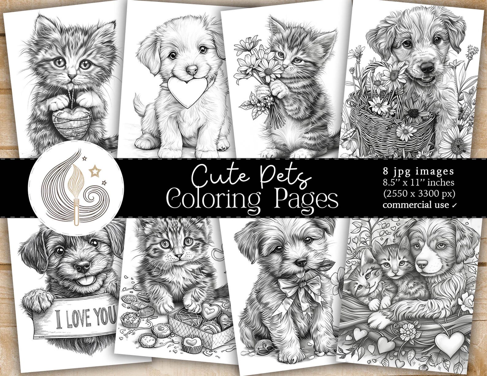 Cute Pets Coloring Pages: Printable Sheets With Puppies and Kittens - Etsy