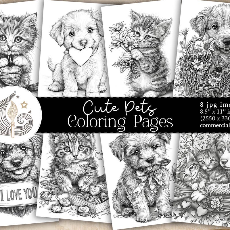 Cute Pet Coloring Pages - Etsy UK