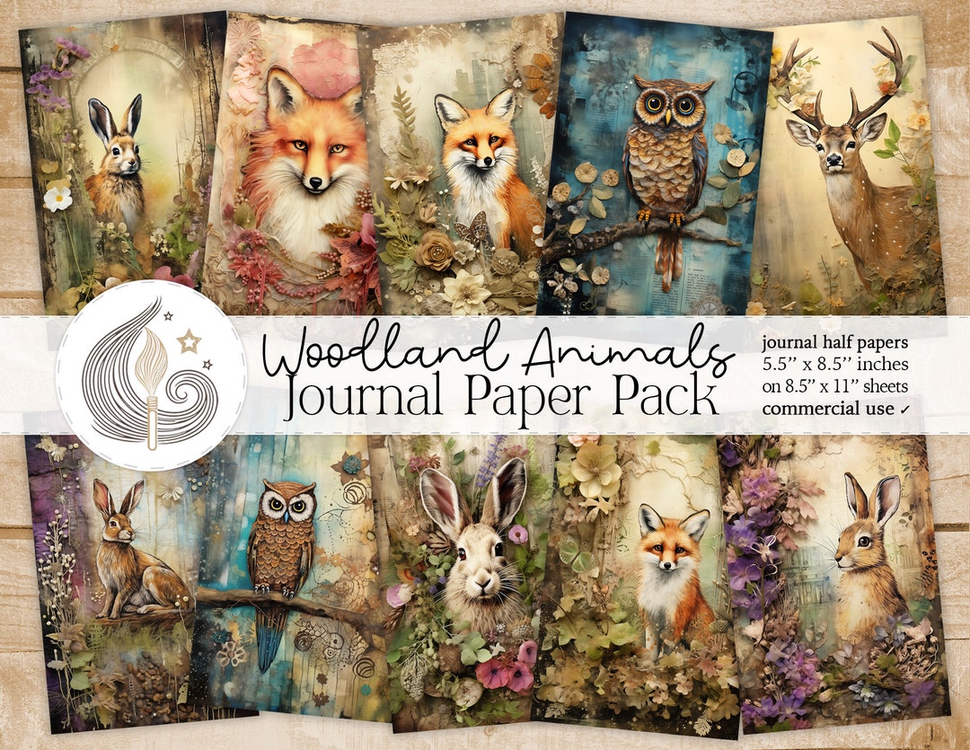 Woodland Animals Junk Journal Pages: Forest Wildlife Papers With Foxes ...