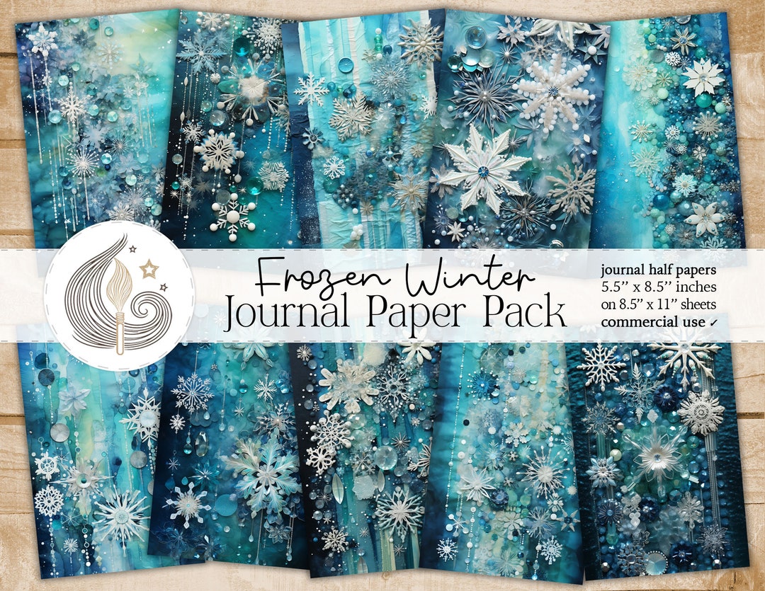 Frozen Winter Junk Journal Pages: Snowy Papers With Ice Crystals and ...