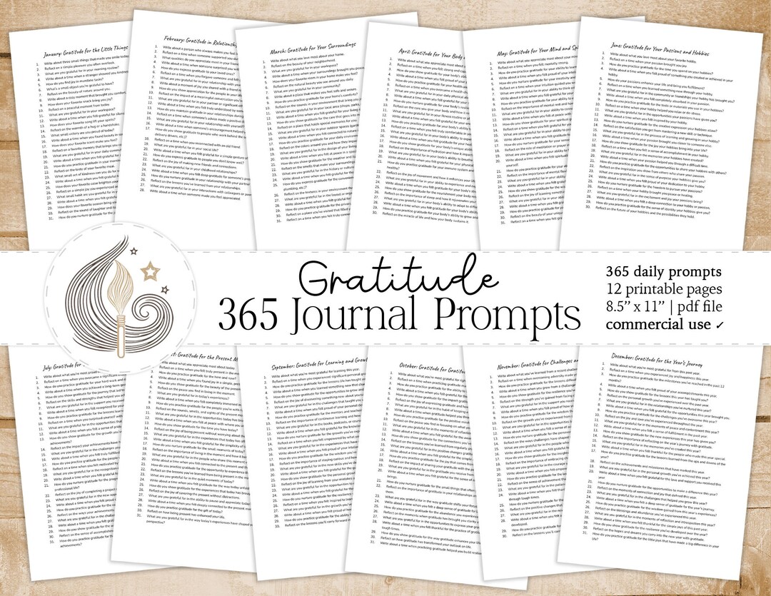 Gratitude Journal Prompts | 365 Printable Gratitude Writing Prompts ...