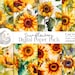 Sunflowers Digital Paper Pack: Watercolor Floral Backgrounds in Warm ...