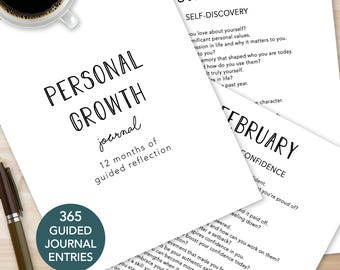 Personal Growth Journal, 12 Month Self Reflection Workbook, 365 Guided ...