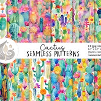 Cute Kawaii Cactus Patterns - 20 Seamless Digital Papers, Desert Theme ...