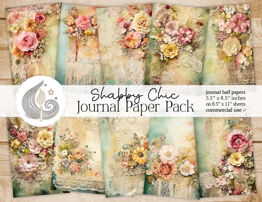 Shabby Chic Junk Journal Pages: Romantic Floral Papers With Lace ...