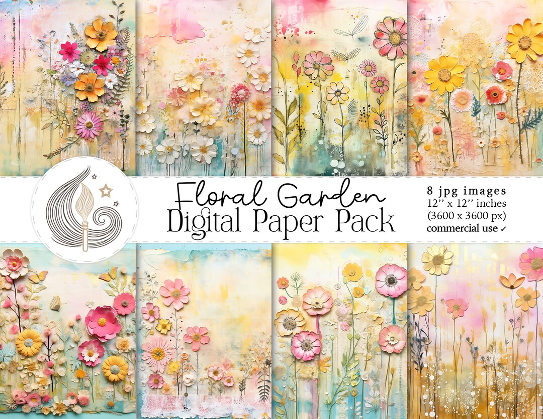 Floral Digital Paper | Flower Scrapbook Paper | Instant Download ...