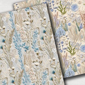 Embroidered Coastal Seamless Patterns: Ocean-inspired Digital Paper ...