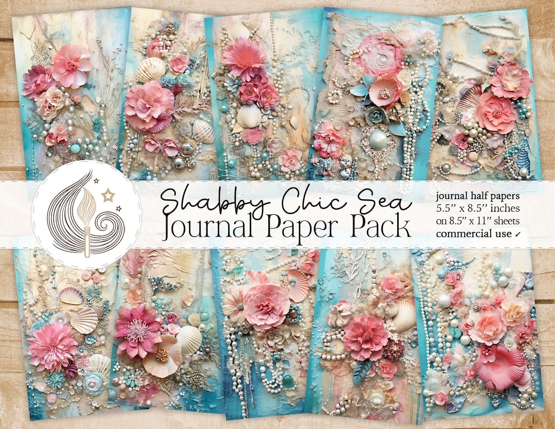 Beach Junk Journal | Ocean Journal Pages | Shabby Chic Sea | Digital ...