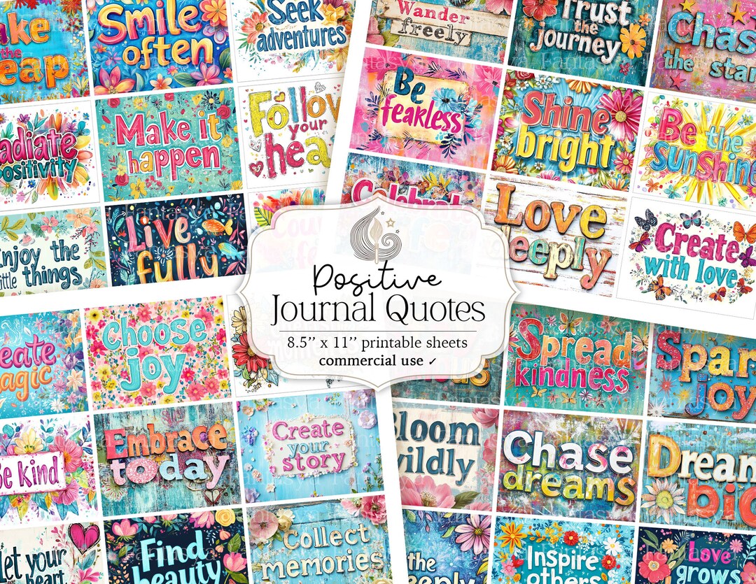Positive Journal Quote Labels: Motivational Theme Printable Ephemera ...
