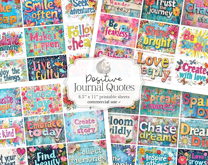 Positive Journal Words and Mix Media Collage Affirmation Stickers ...