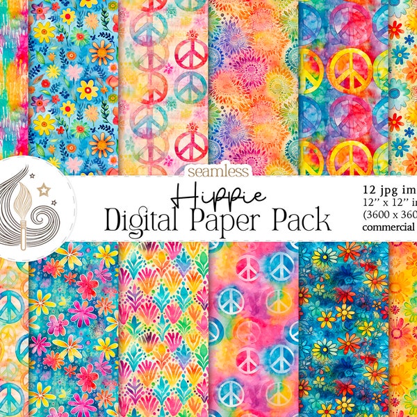 Hippie Digital Paper - Etsy