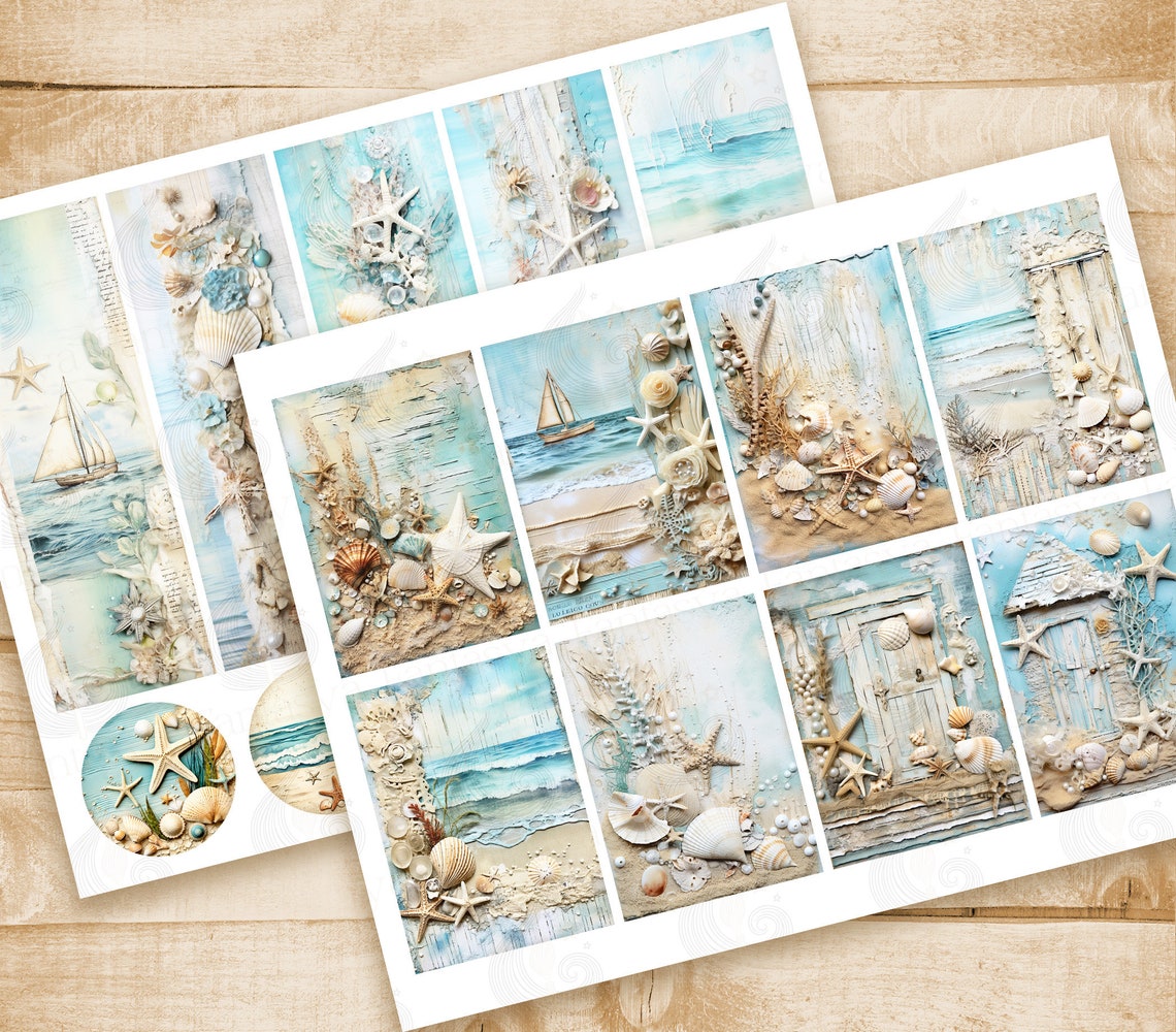 Coastal Journal Ephemera: Beach Printable Pack in Soft Ocean Tones - Etsy