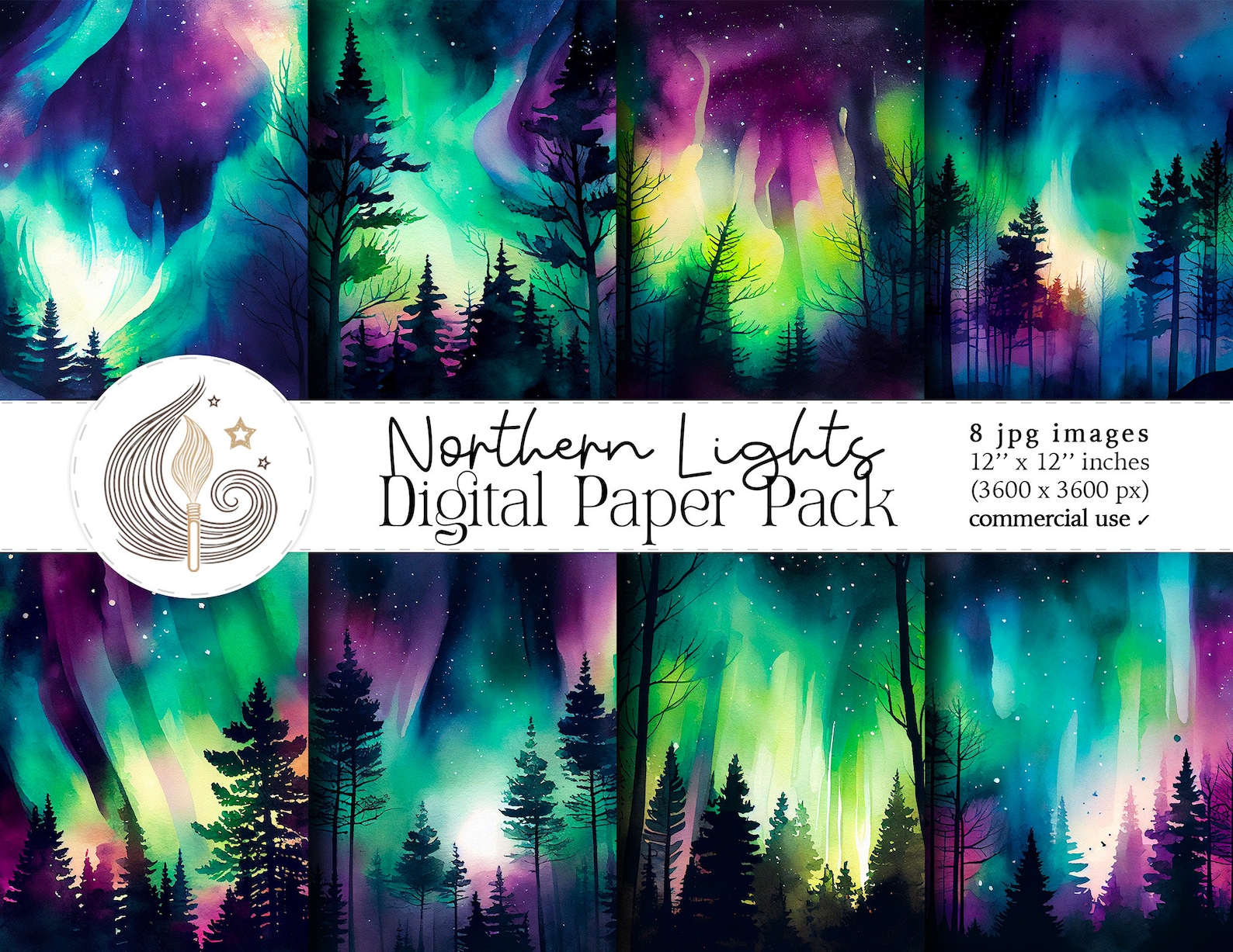 Northern Lights Digital Paper Aurora Borealis Background - Etsy