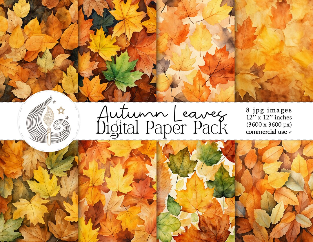 Autumn Leaves Digital Paper | Commercial Use | Autumn Scrapbooking ...