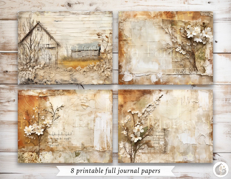 Rustic Junk Journal Kit: Distressed Neutral Vintage Printable Pages ...