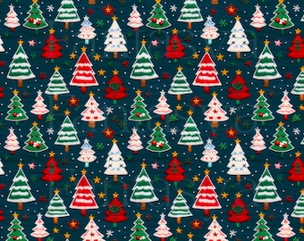 Embroidered Christmas Trees Seamless Pattern: Holiday Digital Paper ...