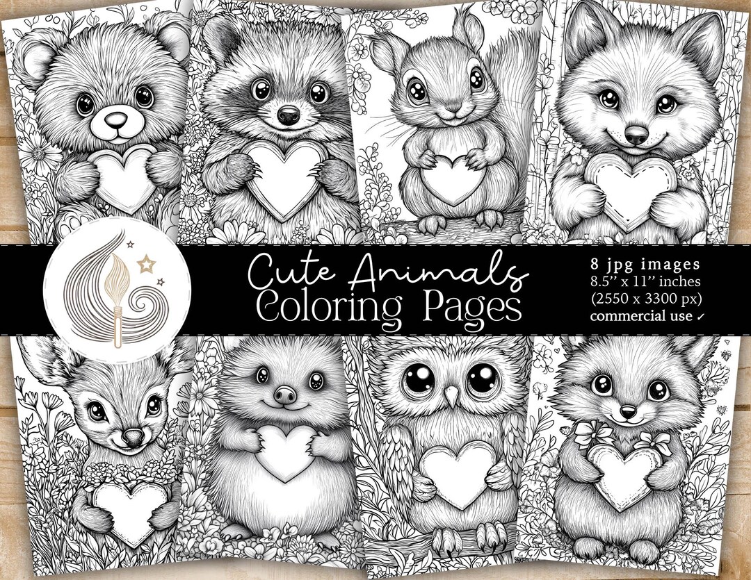 Cute Animals Coloring Pages | Intricate Patterns | 8 Adorable Designs ...