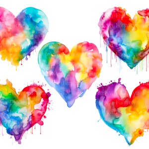 Rainbow Heart Clipart | Watercolor Splashes | Paint Splash Clipart ...