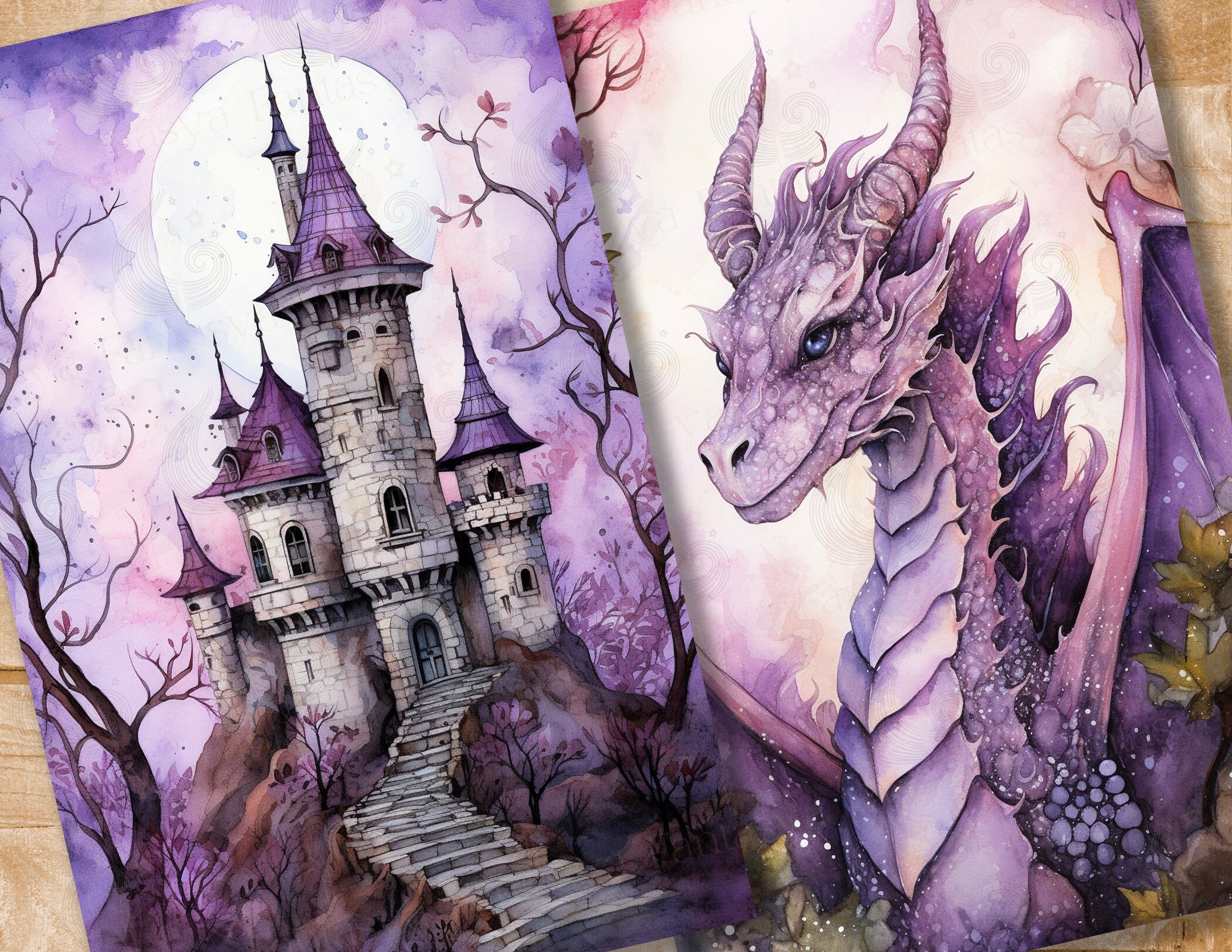Dragon Fairy Junk Journal Pages: Fantasy Papers With Violet Fairies and ...
