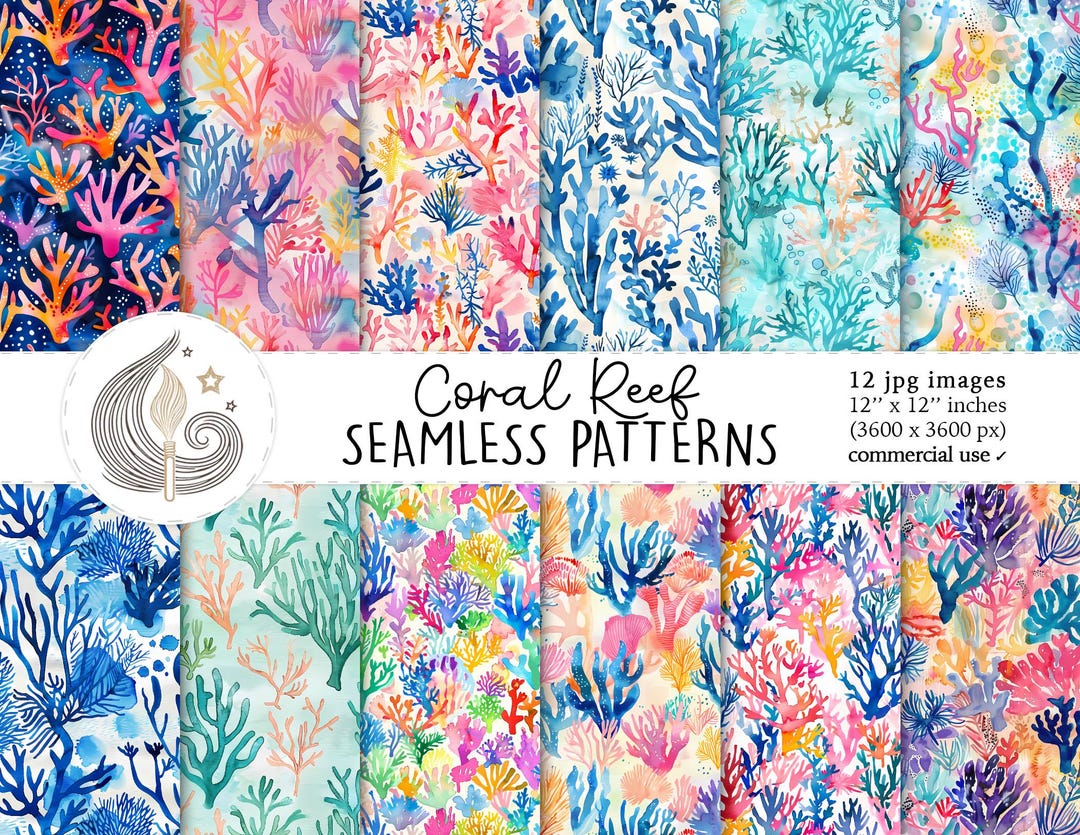 Seamless Coral Reef Pattern | Commercial Use | Seamless Underwater ...