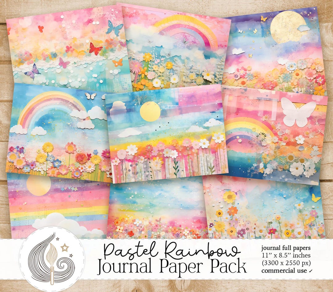 Pastel Rainbow Junk Journal Pages: Soft Colorful Papers With Rainbows ...