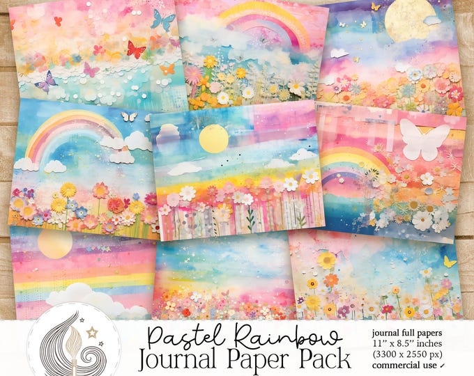 Pastel Rainbow Junk Journal Pages: Soft Colorful Papers With Rainbows ...