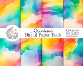 Rainbow Digital Paper Background Watercolor Rainbow - Etsy