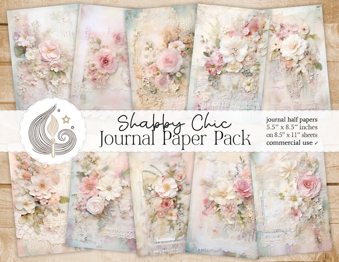 Shabby Chic Journal Pages | Printable Journal Paper | Vintage Romantic ...
