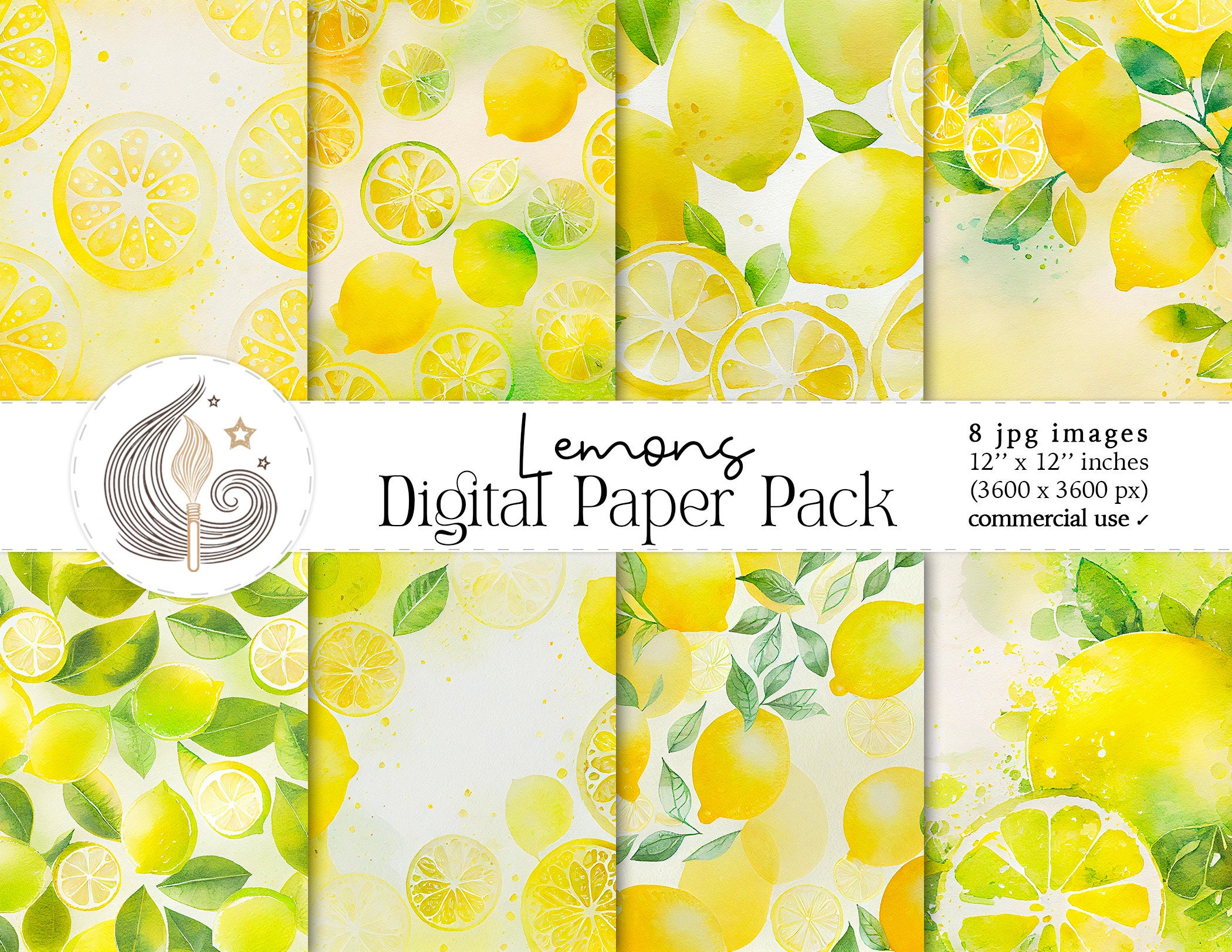 Watercolor Lemon Digital Paper Instant Download Scrapbook - Etsy