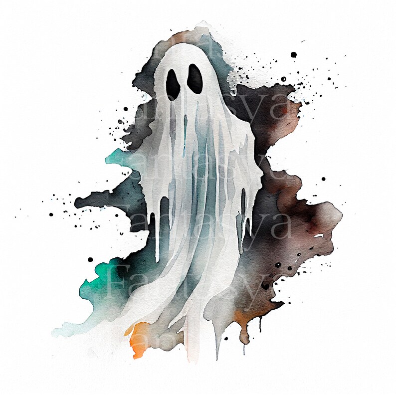 Watercolor Ghost Clipart | Halloween Collage Images (jpgs, Commercial ...