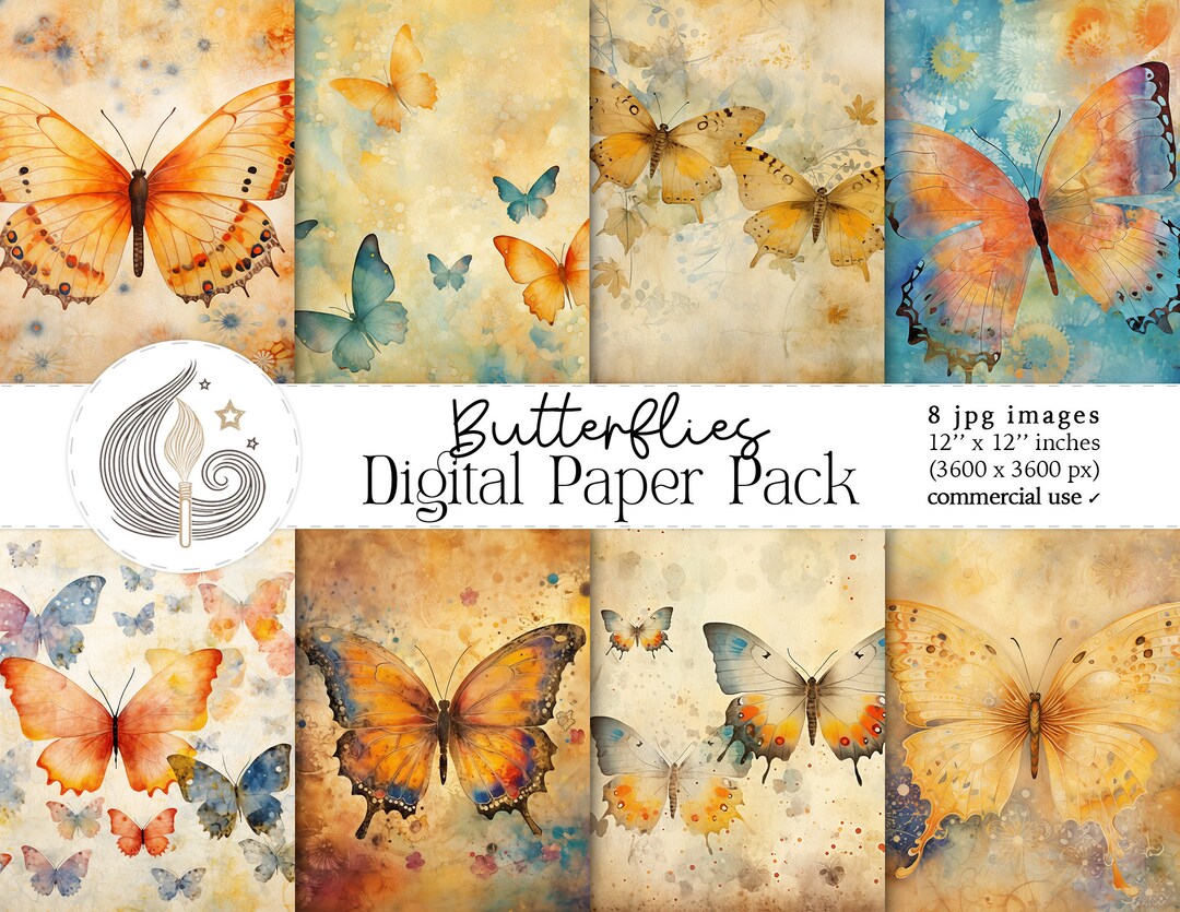 Butterfly Digital Paper Pack | Instant Download | Watercolor Art ...