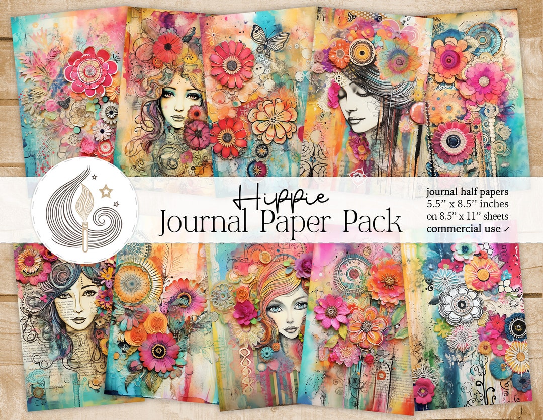 Hippie Junk Journal Kit | Groovy Junk Journal Pages | Boho Printable ...