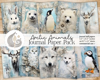 Arctic Animals Junk Journal Pages: Winter Wildlife Papers With Snowy ...