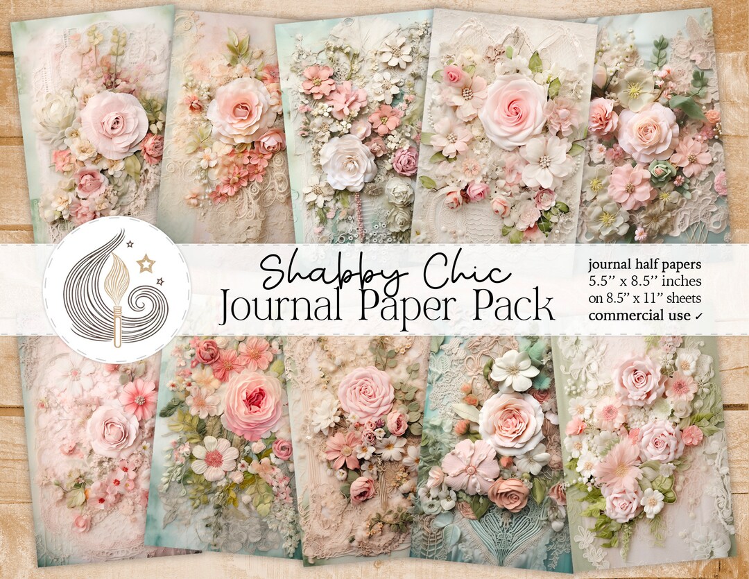 Shabby Chic Junk Journal Paper Pack | Shabby Journal Kit | Decoupage ...