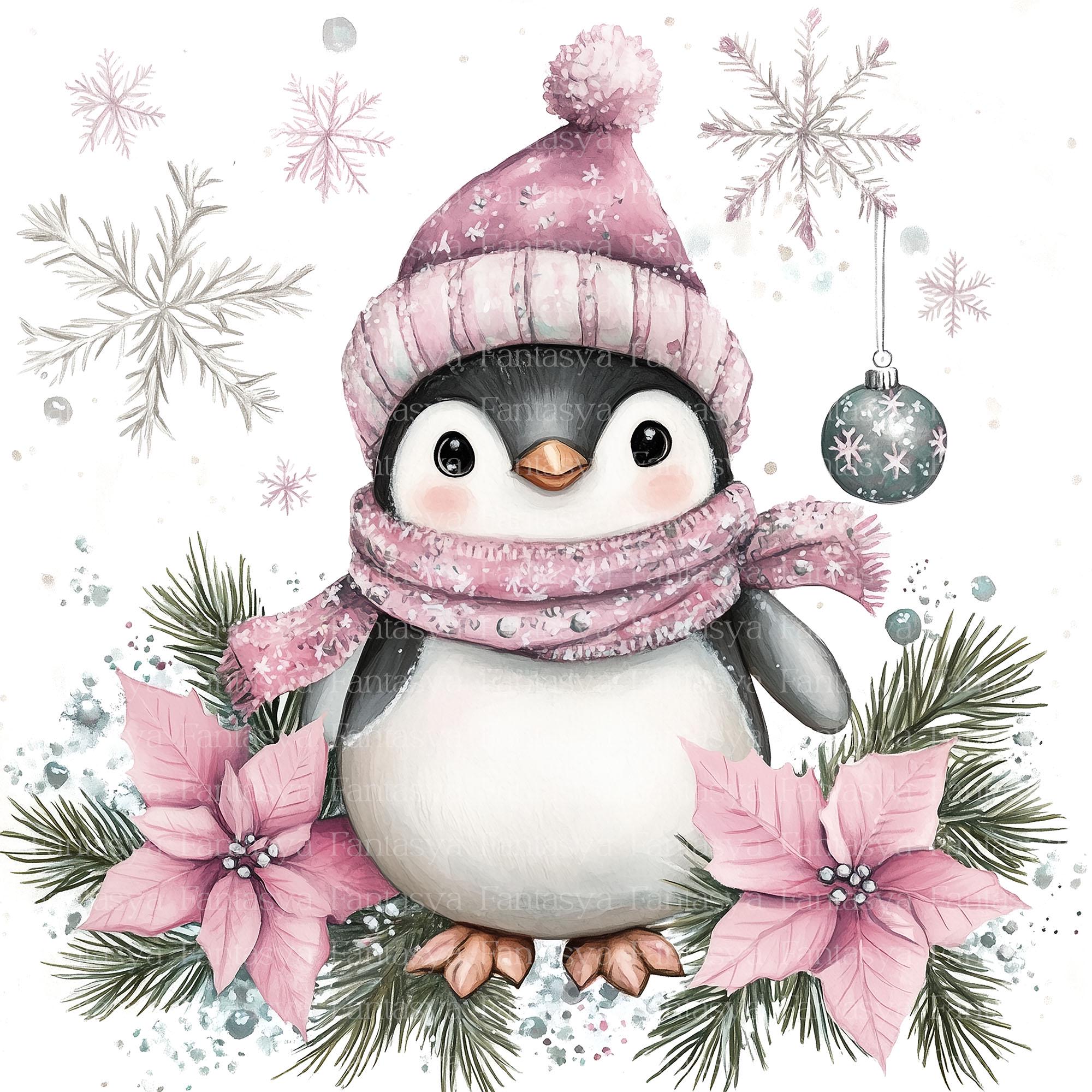 Watercolor Winter Penguin Clip Art Pack: 12 JPG Images - Etsy UK