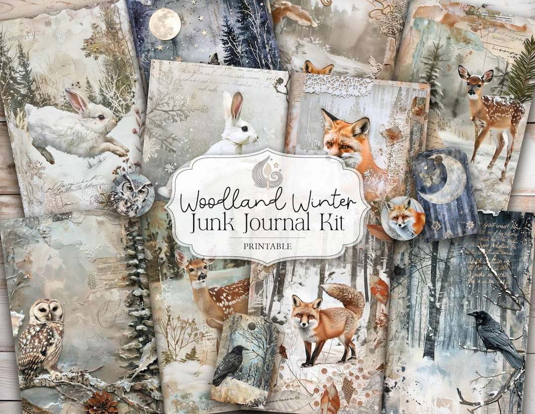 Woodland Winter Junk Journal Kit: Rustic Snowy Forest Printable Pages ...