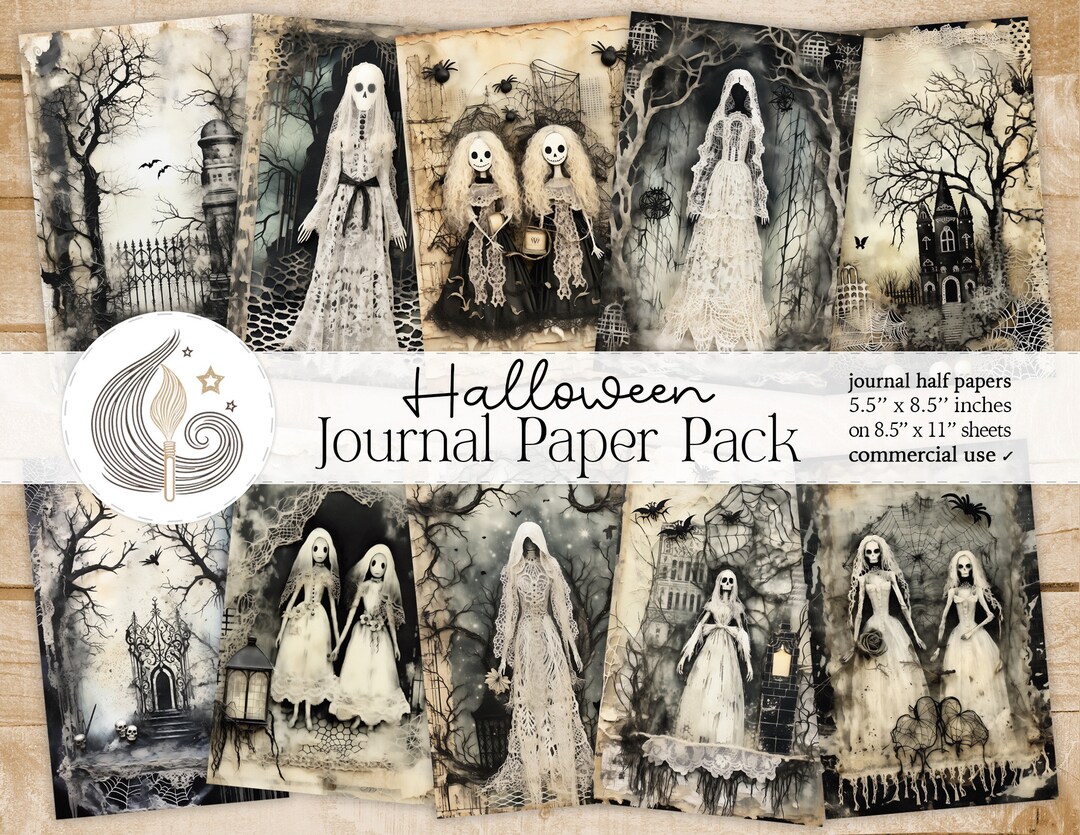 Vintage Halloween Junk Journal Kit | Digital Collage Sheet | Halloween ...