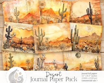 Desert Junk Journal Papers: Warm Western Backgrounds With Cacti ...