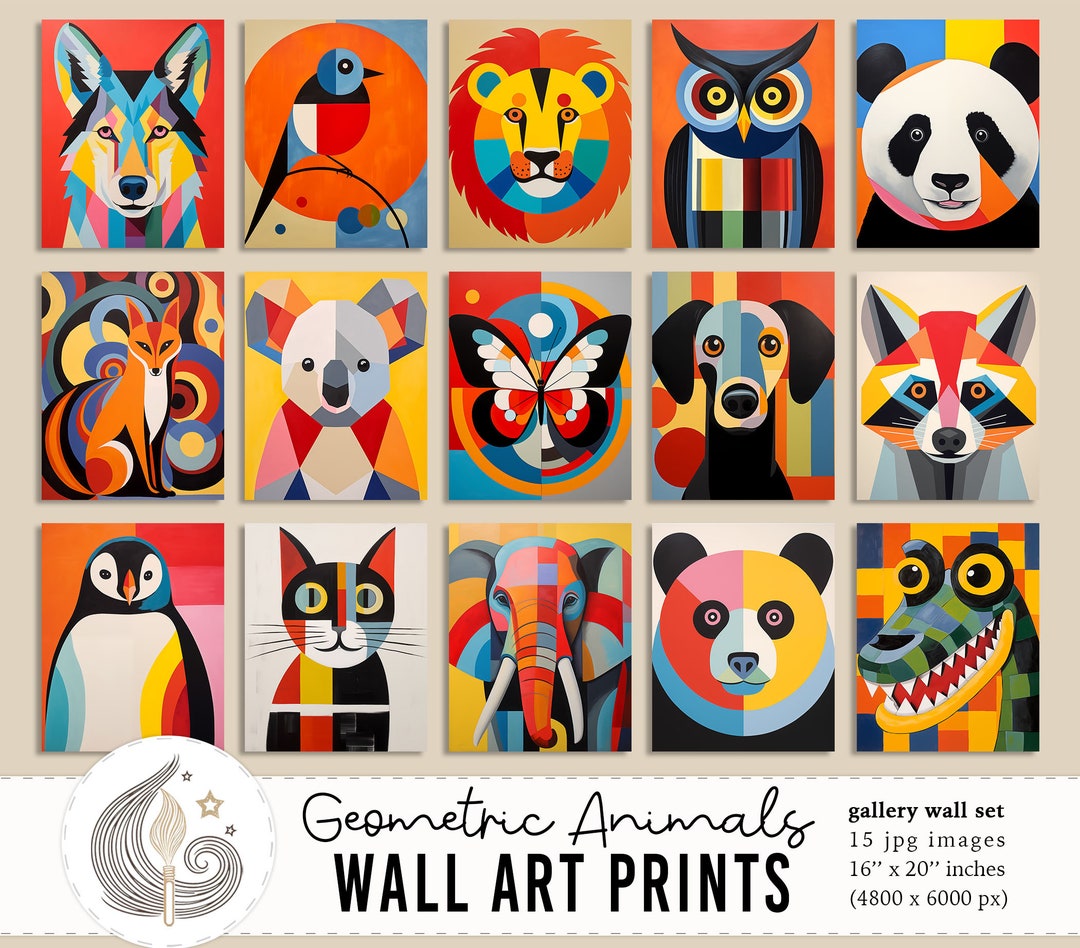 Geometric Animals Wall Art Prints | Colorful Animal Art | Modern Animal ...
