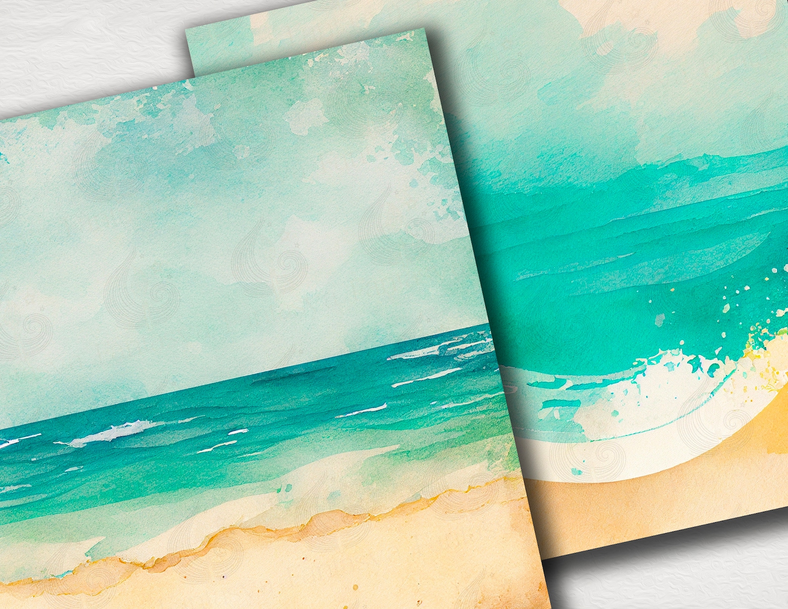 Beach Digital Paper Watercolor Seascapes Instant Download - Etsy