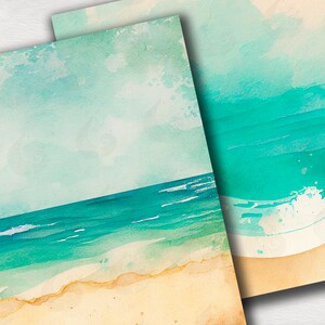 Beach Digital Paper | Watercolor Seascapes | Instant Download | Summer ...