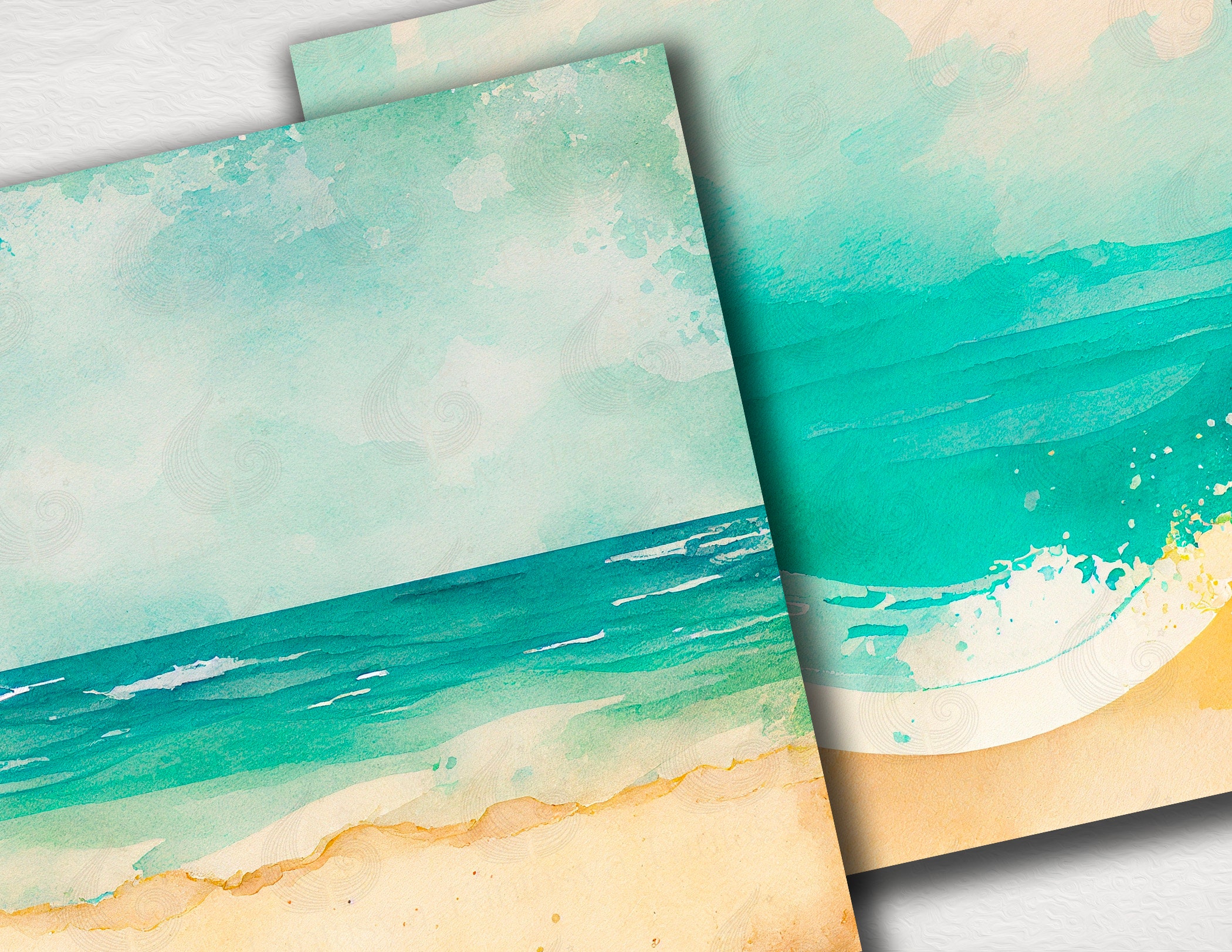 Beach Digital Paper Watercolor Seascapes Instant Download - Etsy