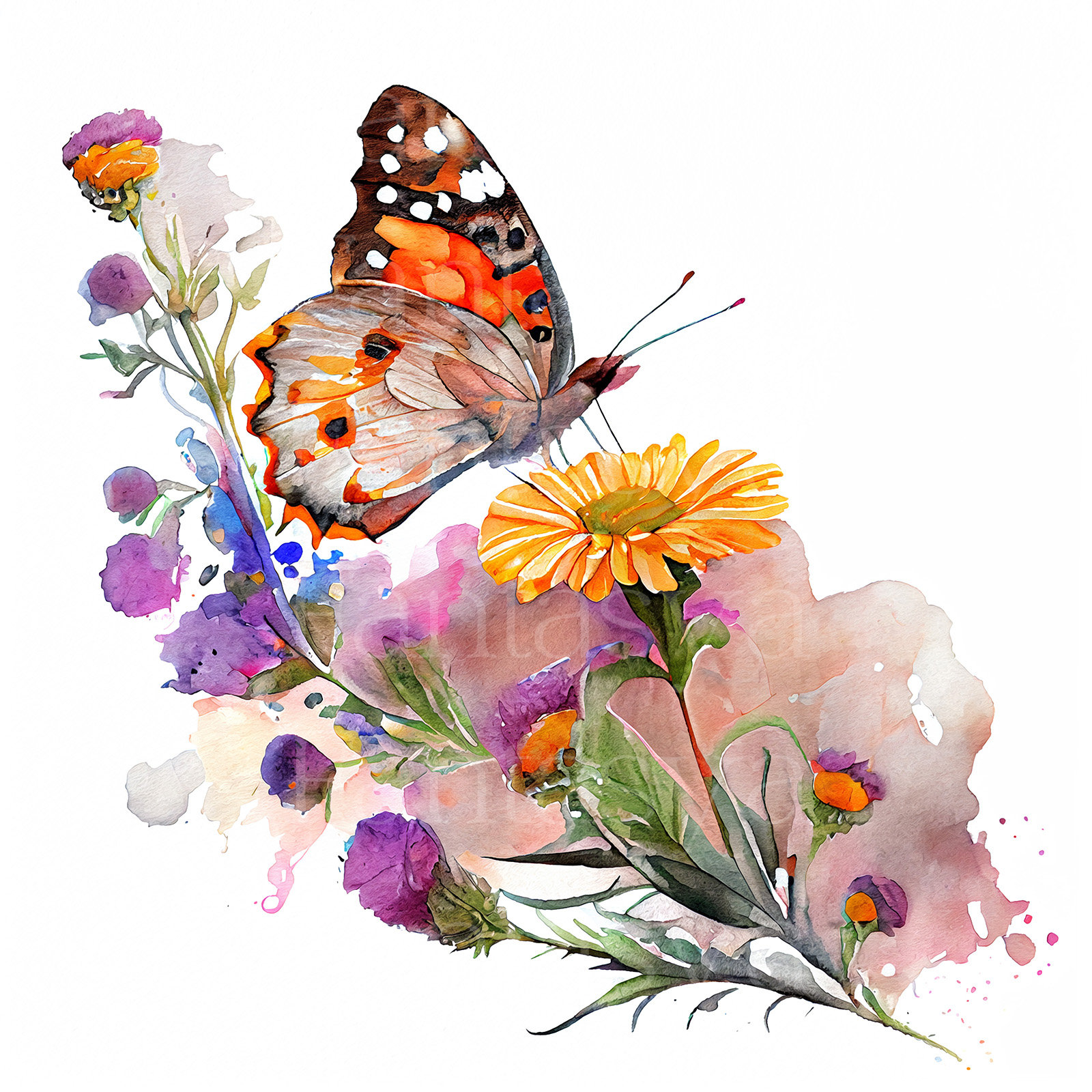 Floral Butterfly Clipart 10 Watercolor Clipart Pack - Etsy