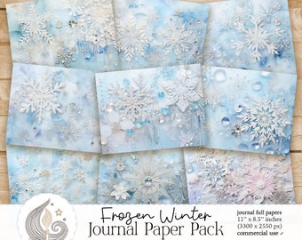 Frozen Winter Junk Journal Papers: Soft Snowy Backgrounds With ...