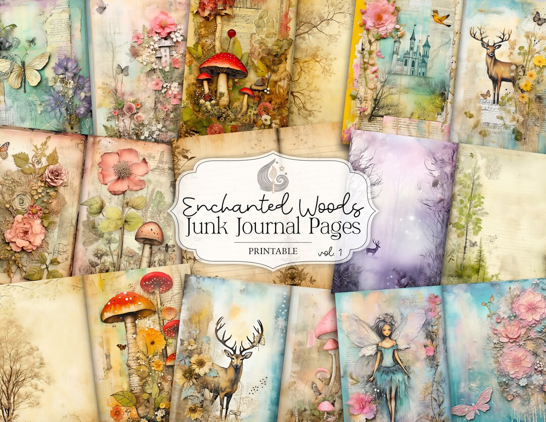 Enchanted Woods Junk Journal Pages: Woodland Papers With Fairies ...