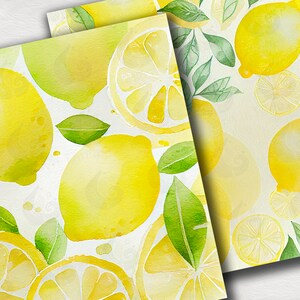 Watercolor Lemon Digital Paper | Instant Download | Scrapbook Paper ...