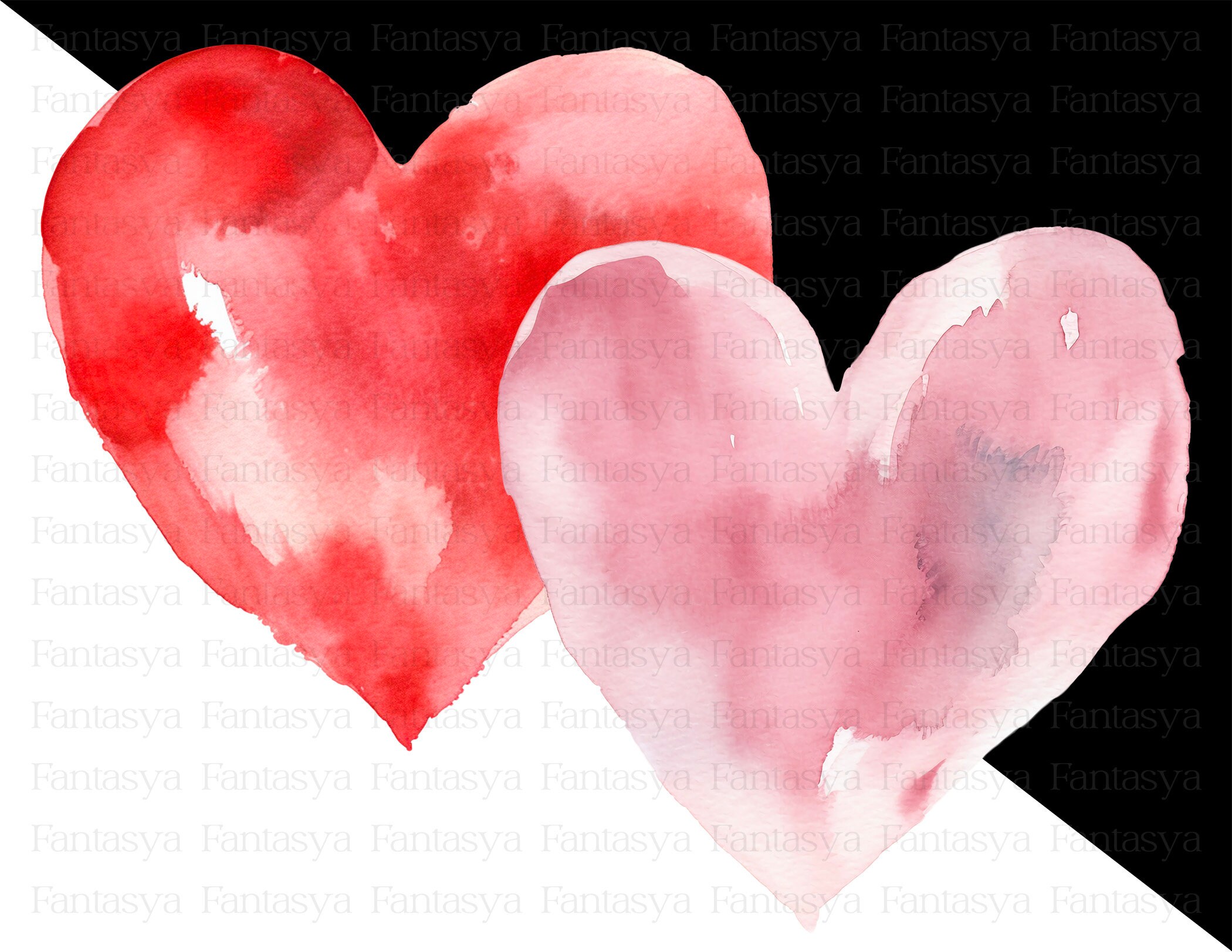 Watercolor Hearts Clipart Digital Download Hand Painted - Etsy