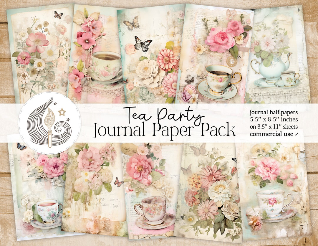Tea Party Junk Journal | Shabby Chic Paper | Vintage Tea Time Digital ...